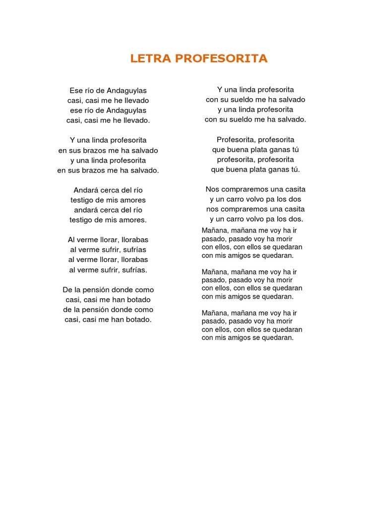 Letra Profesorita | PDF | Ocio
