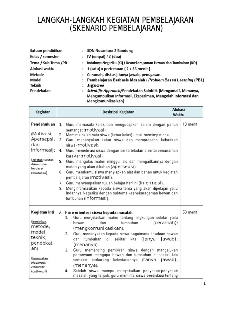 Contoh Skenario - PBL | PDF