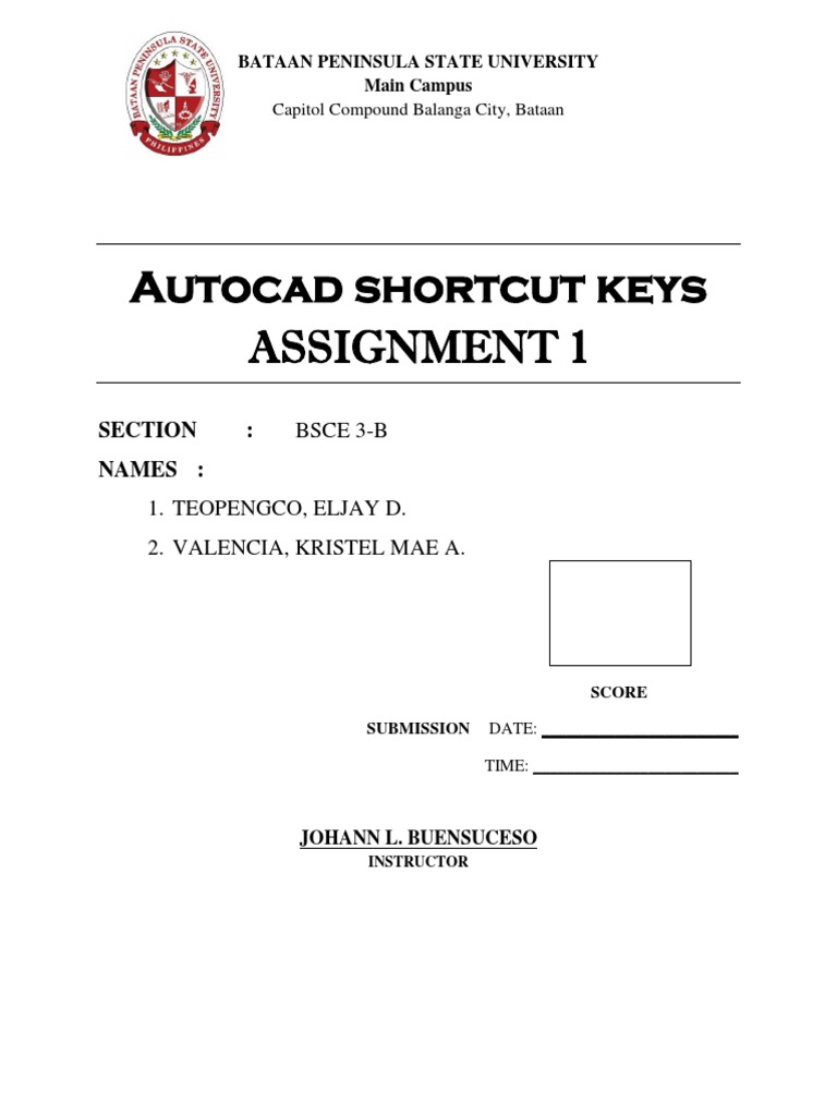 ASSIGNMENT 1 Cover Page AUTOCAD | PDF