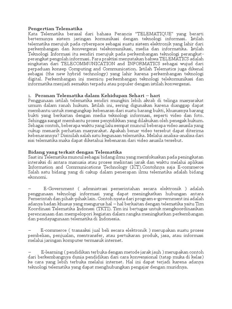 Pengertian Telematika | PDF