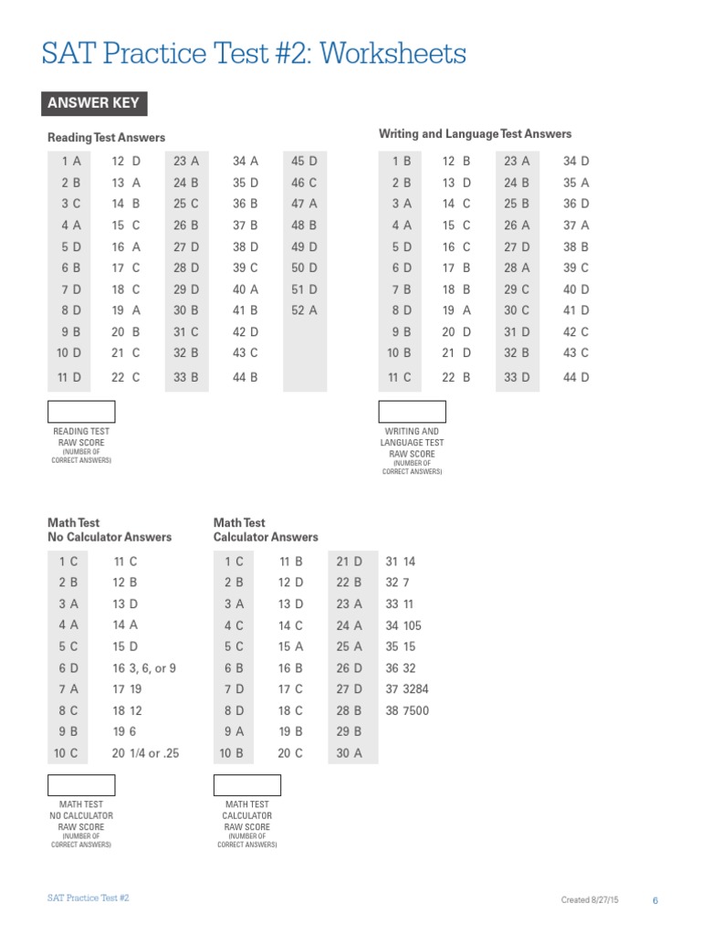 SAT2 Answer Key | PDF | Sat | Qualifications