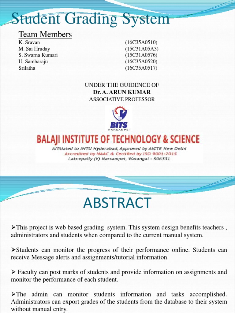 A Web-Based Student Grading System: Documentation Outlining Key Features, Architecture, and ...