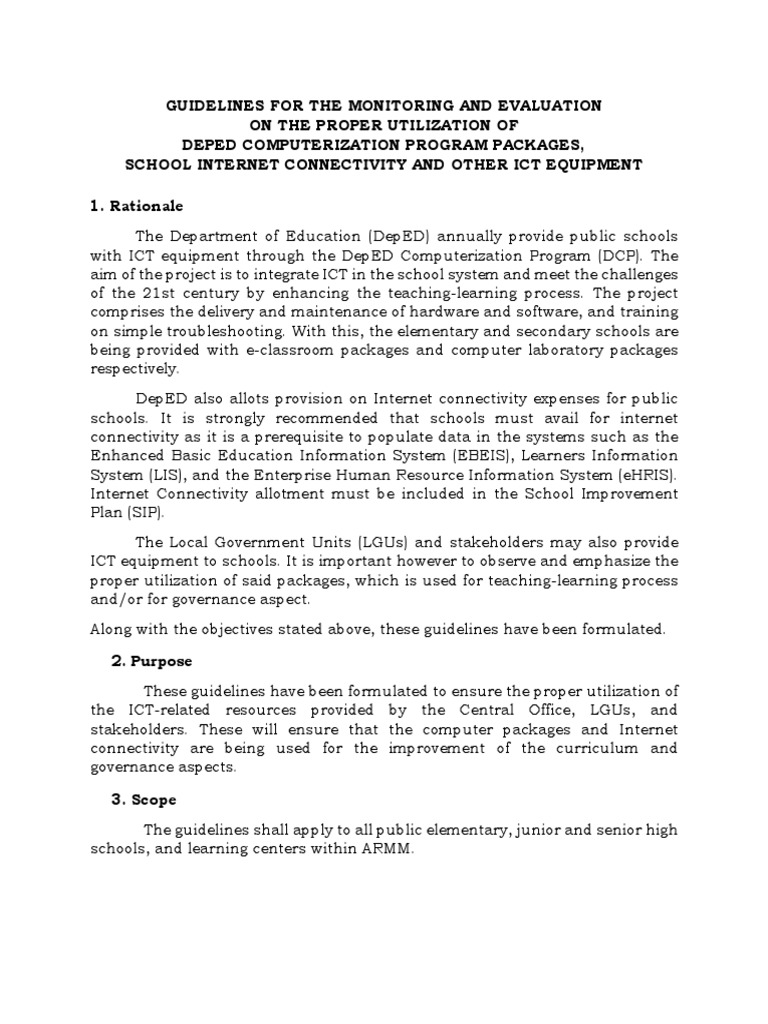 Monitoring and Evaluation of Ict Guidelines | PDF | Internet Access ...