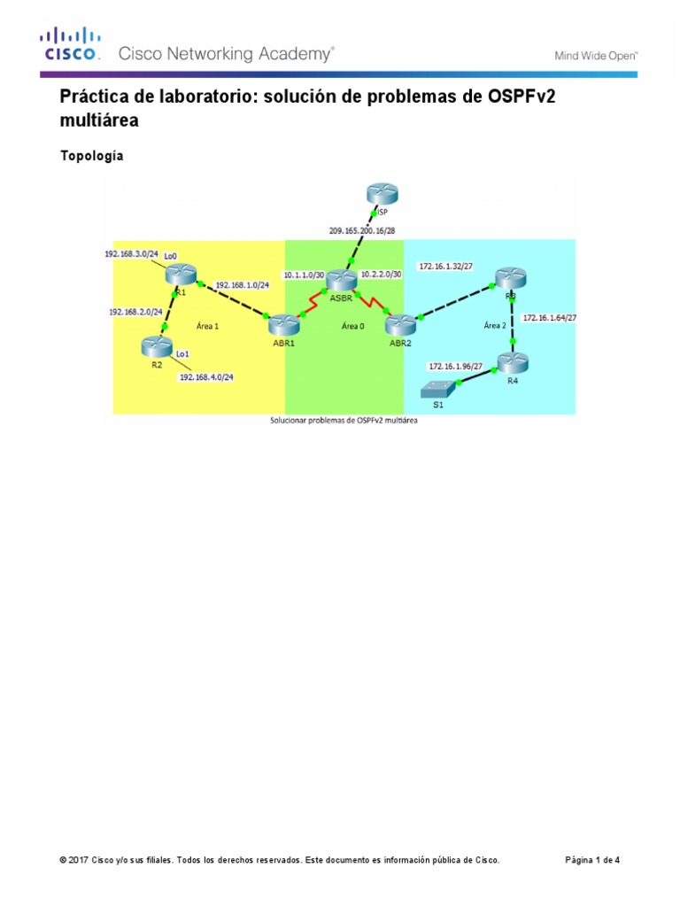 10.2.4.3 Packet Tracer - Troubleshoot Multiarea OSPFv2 | PDF | Enrutador (Computación ...