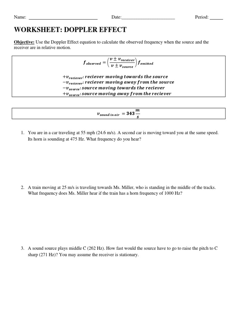 Worksheet: Doppler Effect | PDF