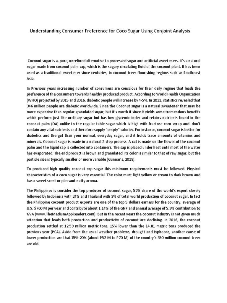 Understanding Consumer Preference For Coconut Sugar Using Conjoint