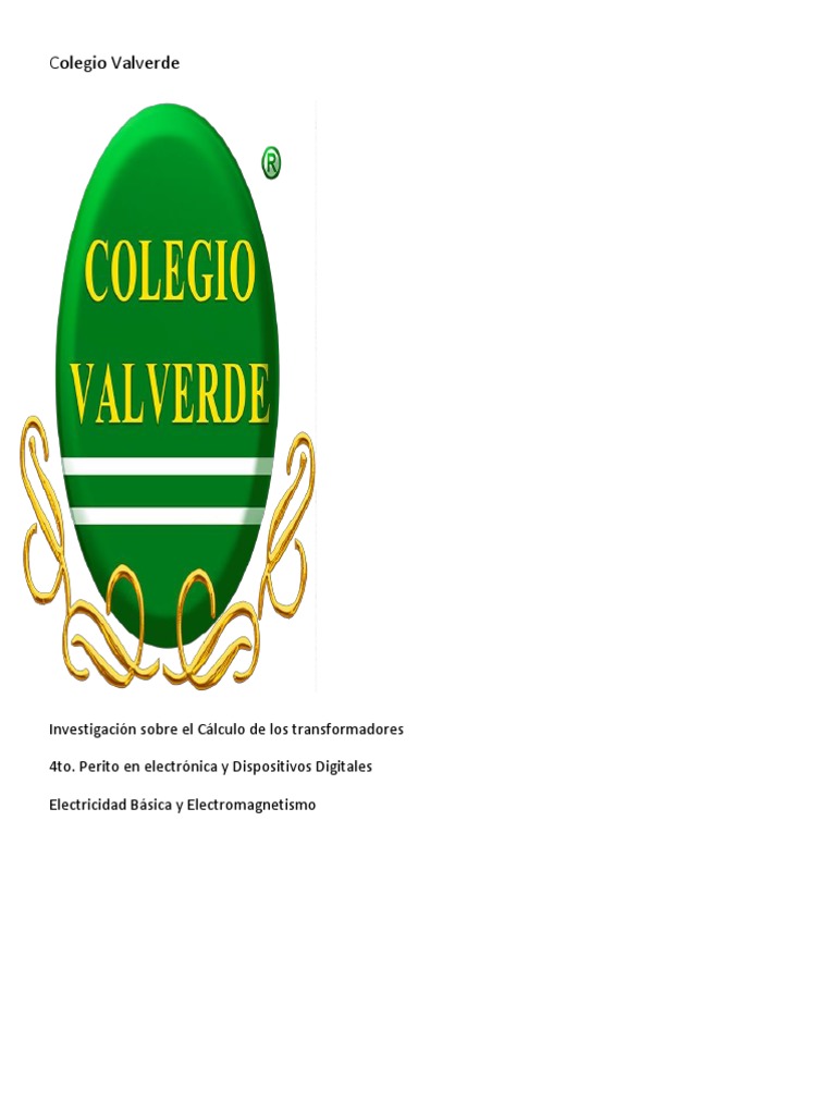 Colegio Valverde Calculo de Transformador | PDF | Transformador ...