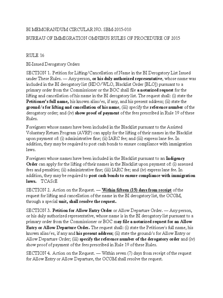 Rules on Blacklist | Travel Visa | Passport