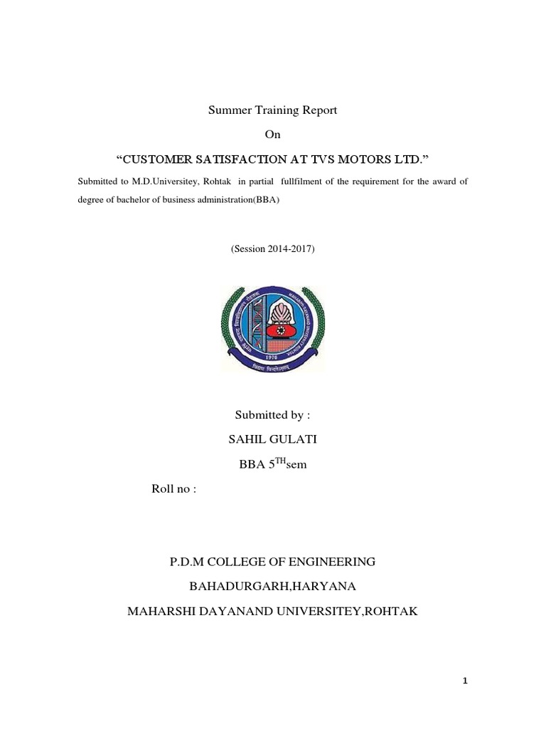 Report On TVS Motors | PDF | Customer Satisfaction | Marketing