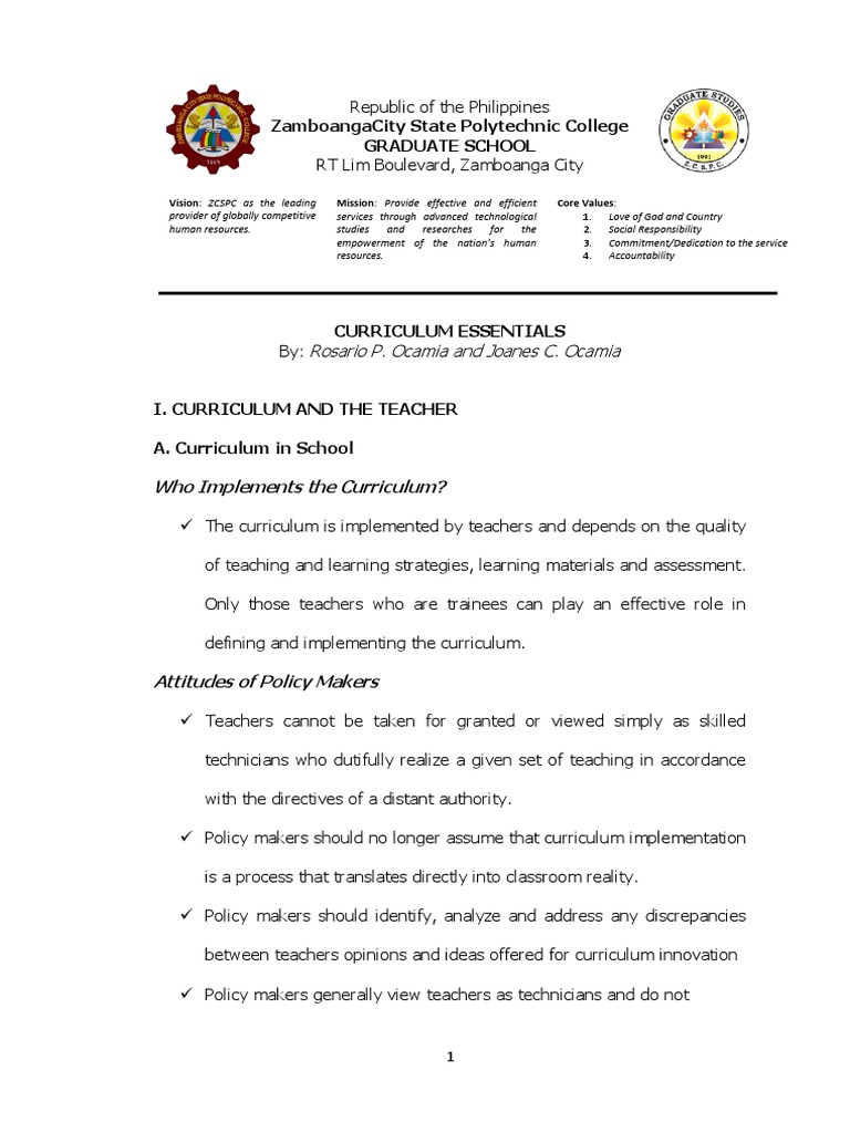 Curriculum Essentials | PDF | Curriculum | Teachers