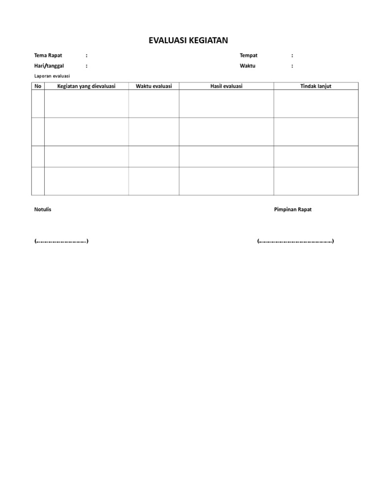 Format Evaluasi Kegiatan | PDF