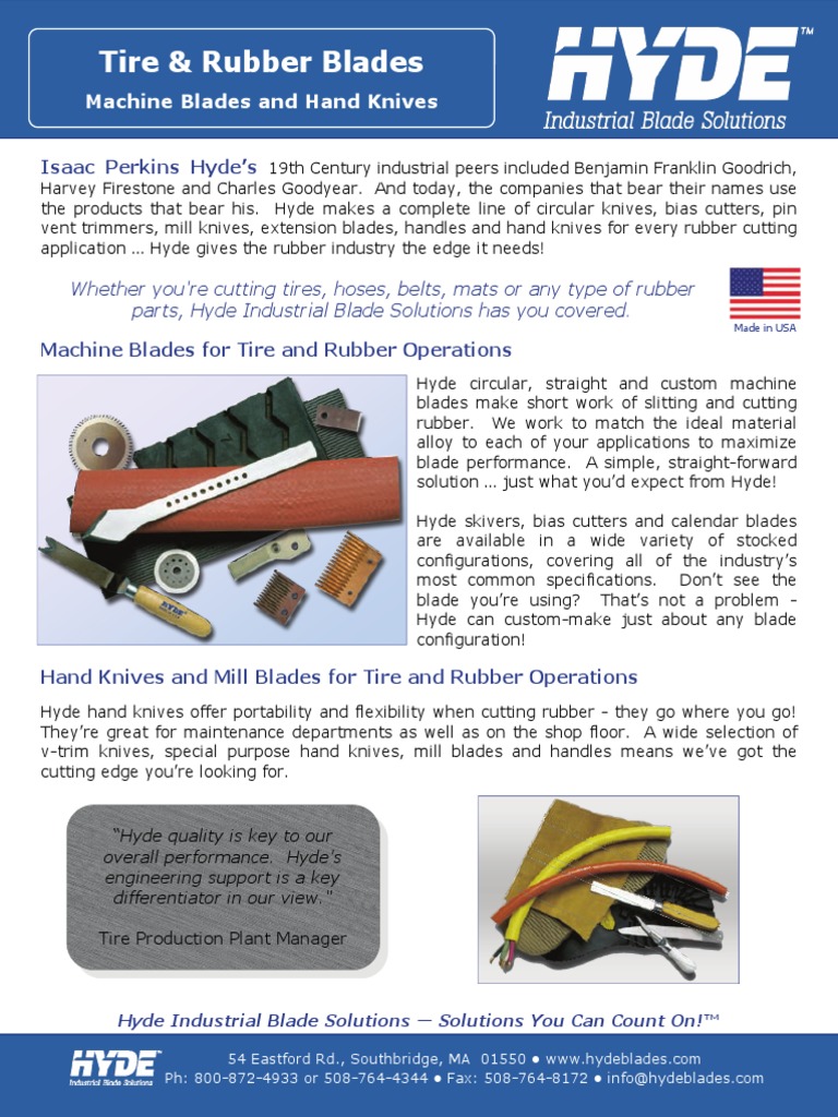 Tire Rubber Blades Brochure | PDF | Knife | Blade