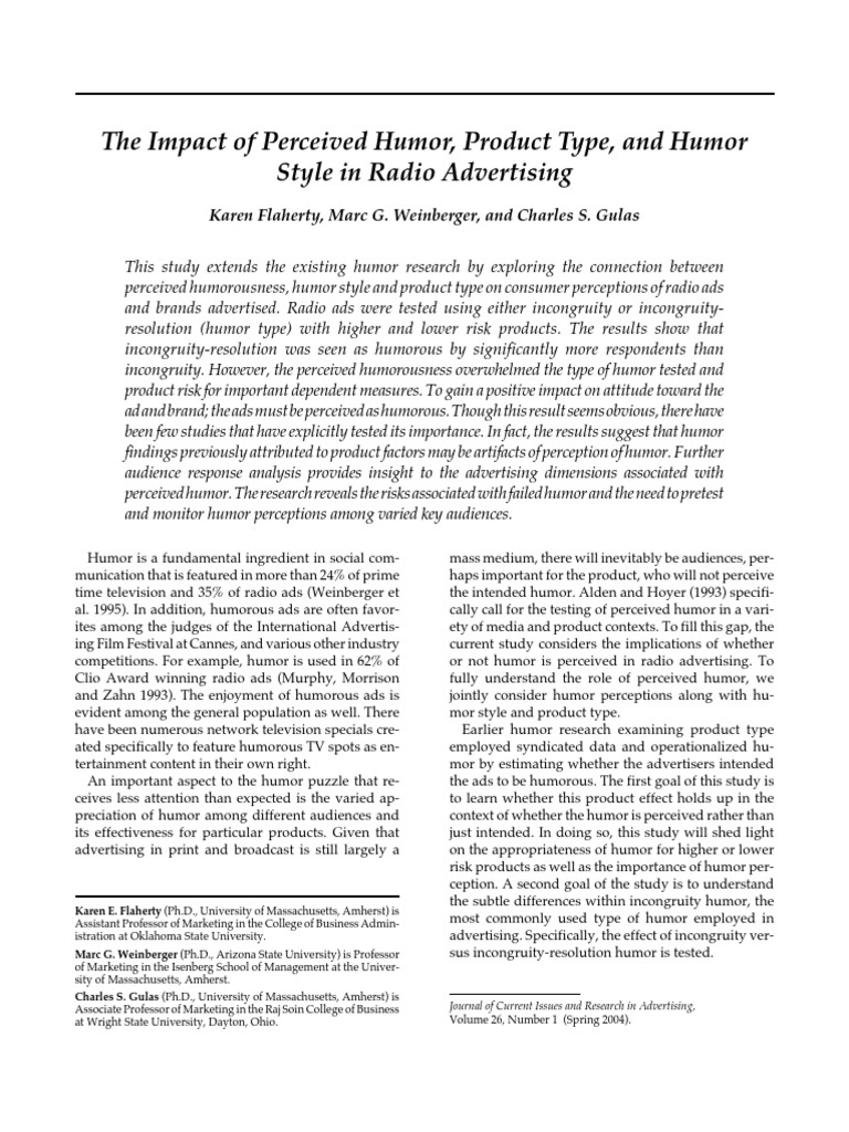 Impact of Humor | PDF | Humour | Advertising