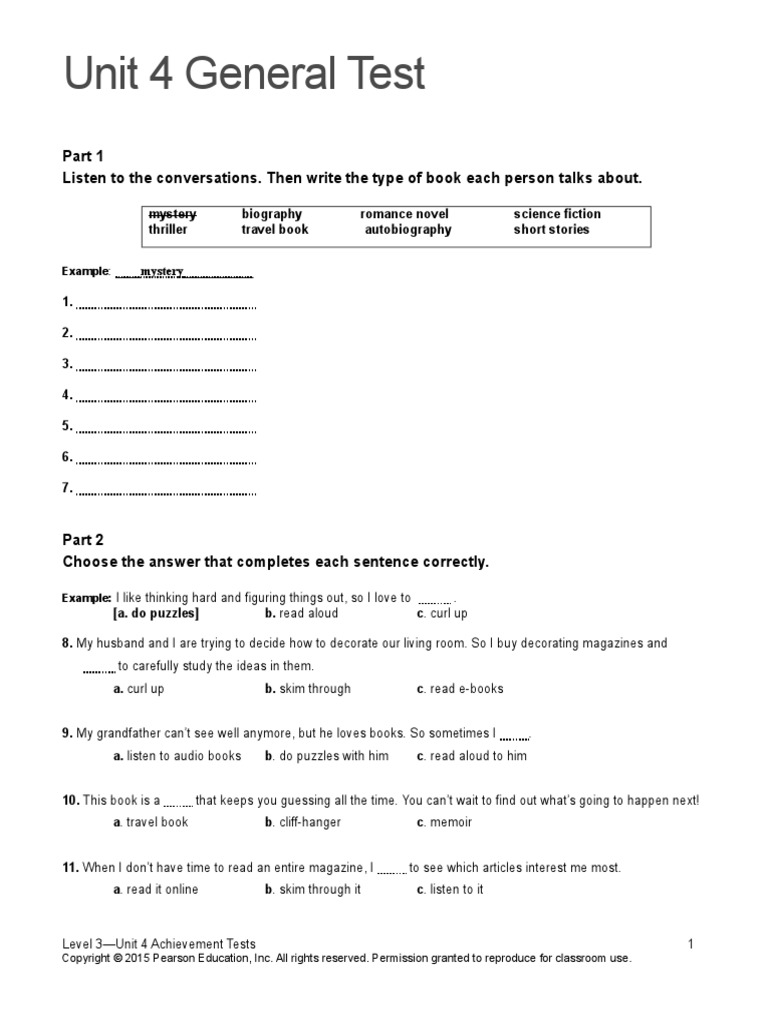TN3 Unit 4 Assessment | PDF | Books | Copyright