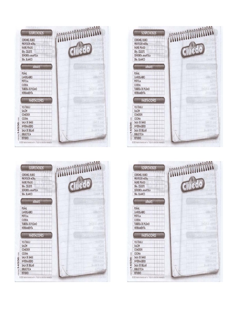 Cluedo - Deduction Sheet PDF | PDF