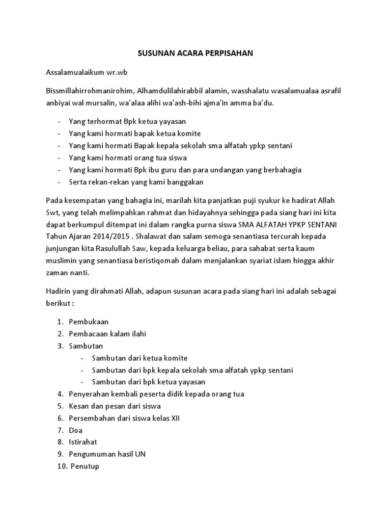 Contoh Susunan Acara | PDF