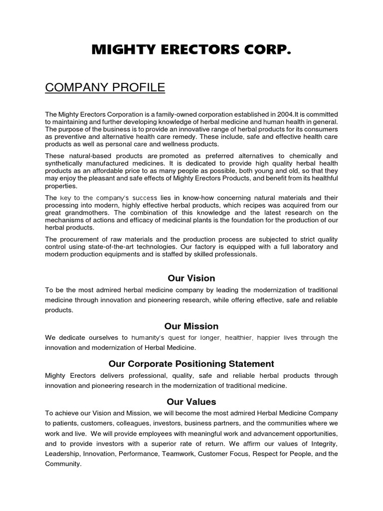 Company Profile and History | PDF | Herbalism | Alternative Medicine