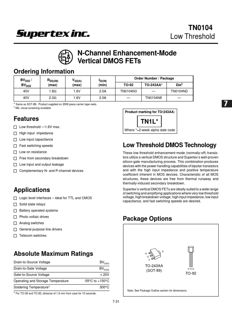 Datasheet | PDF | Mosfet | Field Effect Transistor