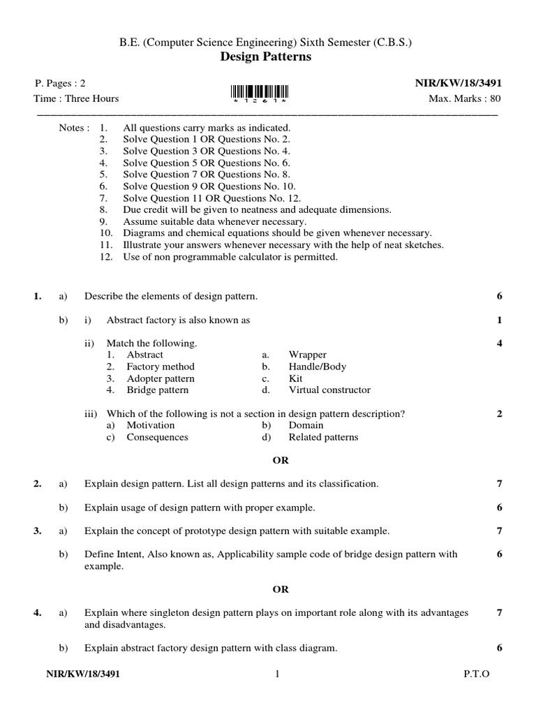 Design Patterns: B.E. (Computer Science Engineering) Sixth Semester (C ...