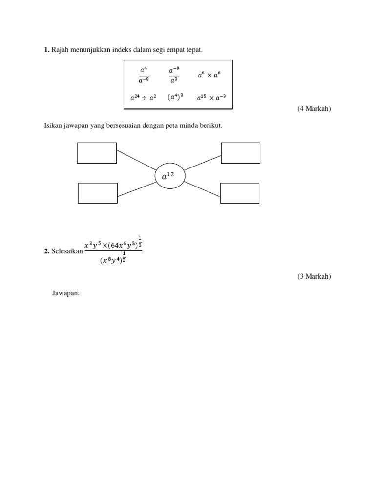 Test 1 Form 3 Mathematics | PDF