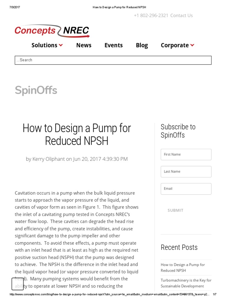 How To Design A Pump For Reduced NPSH | PDF | Turbomachinery | Pump