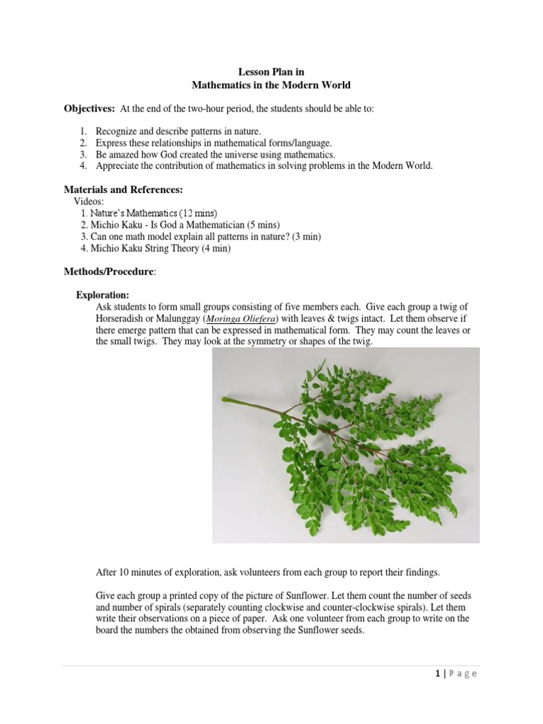 Lesson Plan in MMW | PDF | Pattern | Teaching Mathematics