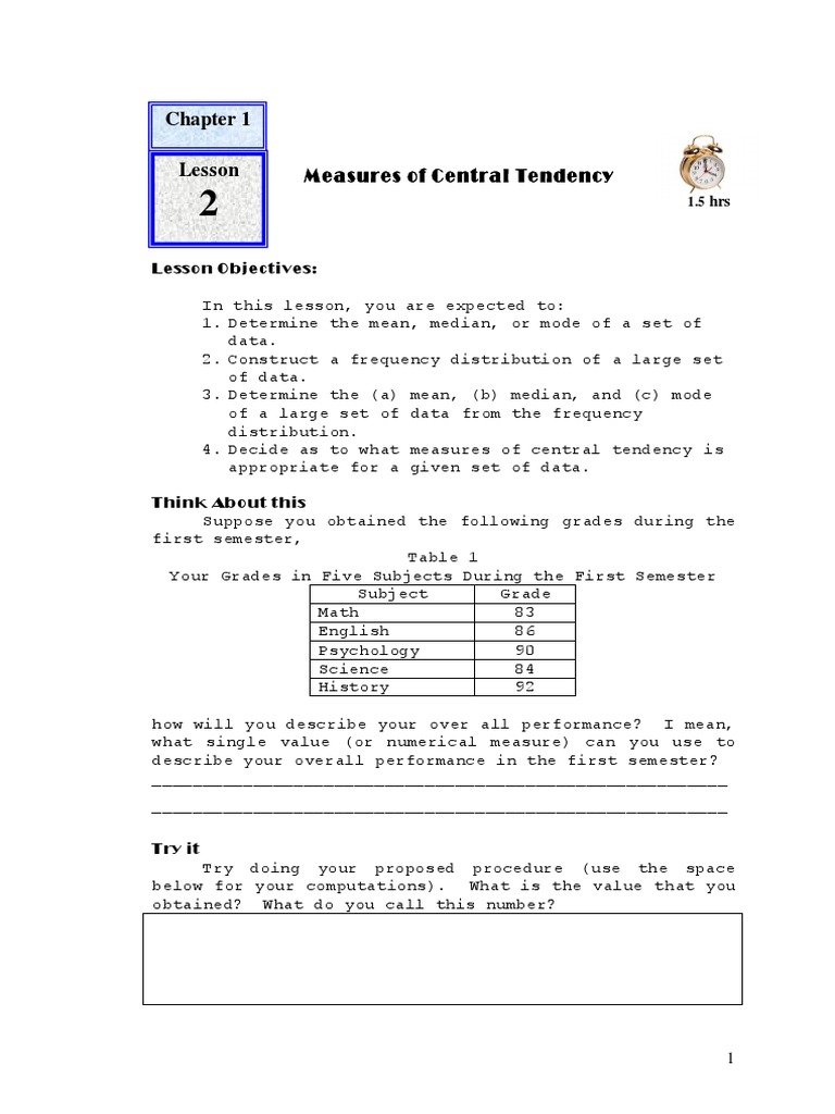 Chap1 Lesson 2 Pdf Mean Mode Statistics