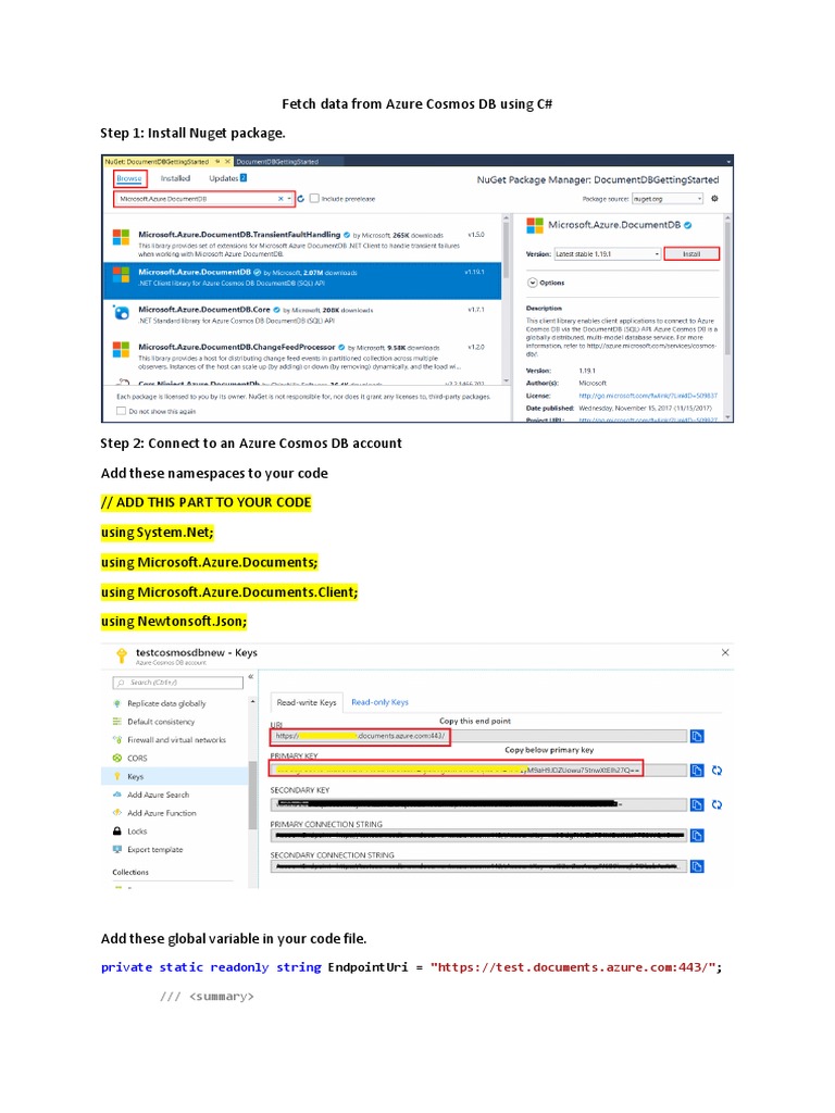 Fetch Data From Azure Cosmos DB | Download Free PDF | Language Integrated Query | C Sharp ...