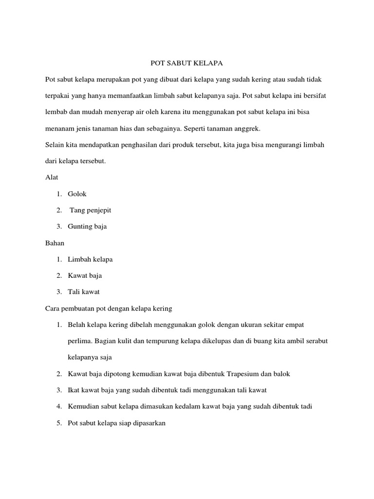 Cara Membuat Pot dari Sabut Kelapa | PDF