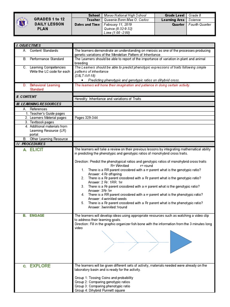 Lesson Plan | PDF | Heredity | Genetics Lesson Plan | PDF | Heredity | Genetics