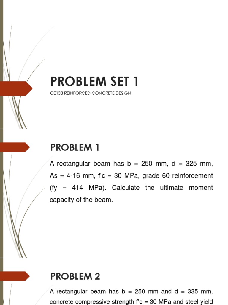 PROBLEM SET 1 - Analysis of Singly-Reinforced Beams | PDF