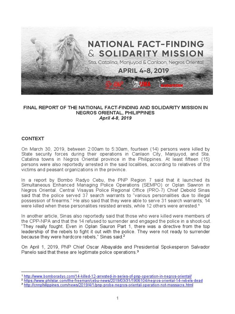 Negros Oriental Mass Killings Fact Finding Report | PDF