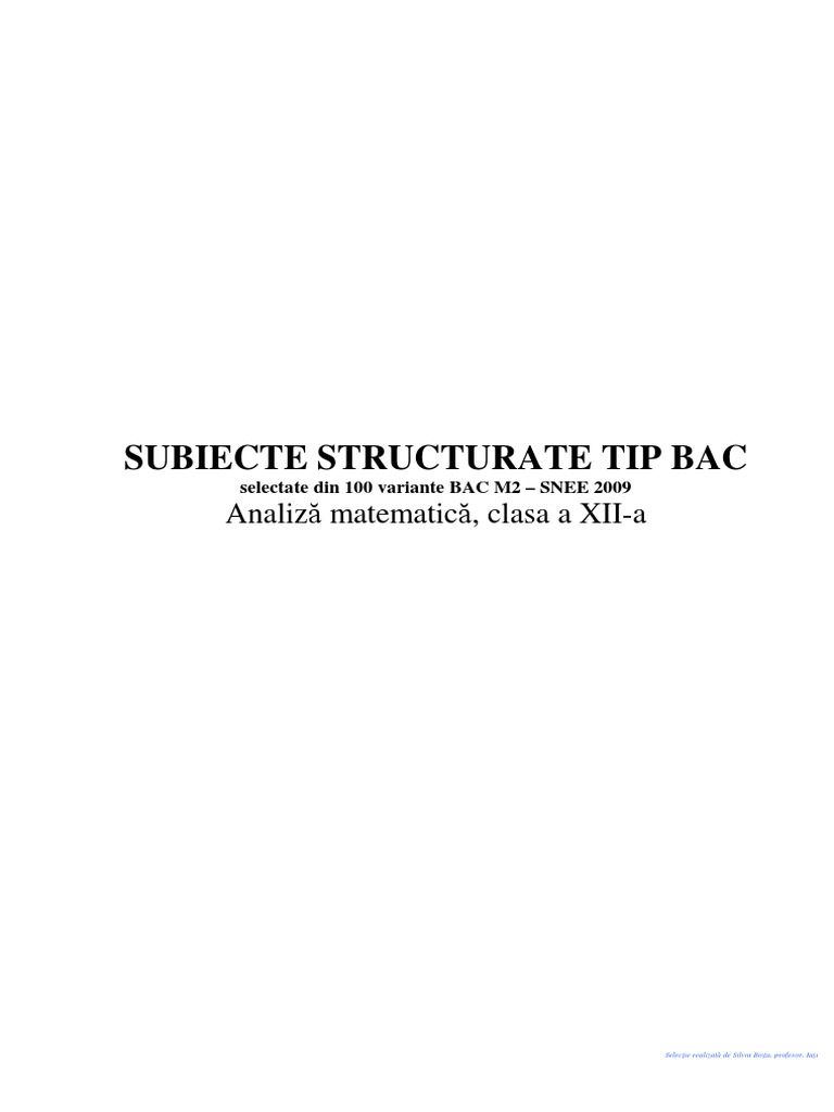 Probleme Matematice Clasa 12 BAC | PDF | Teaching Methods & Materials