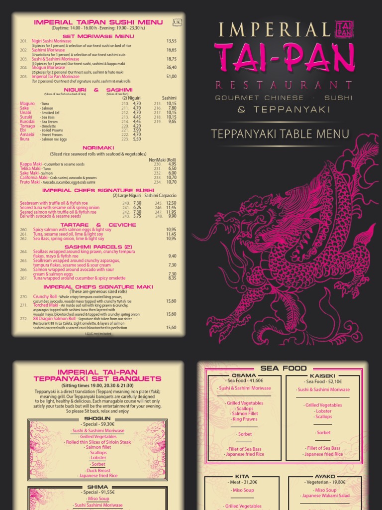 Tai Pan Teppanyaki Menu EN | PDF | Sushi | Asian Cuisine