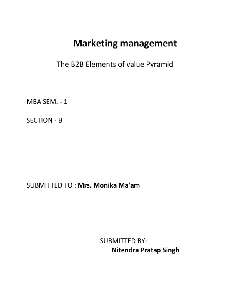 Marketing Management: The B2B Elements of Value Pyramid | PDF