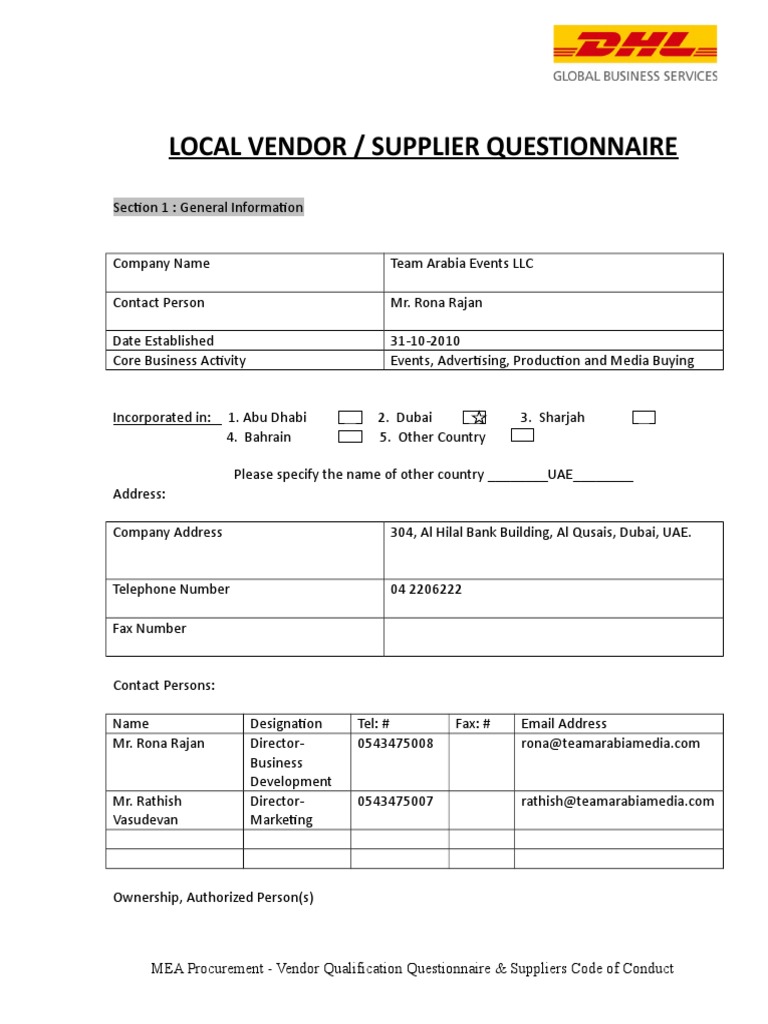 Vendor Evaluation Format | PDF | Employment | Occupational Safety And ...