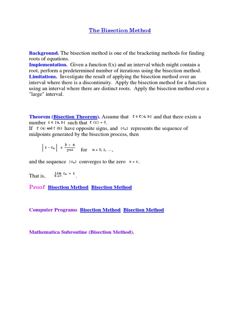 The Bisection Method | PDF