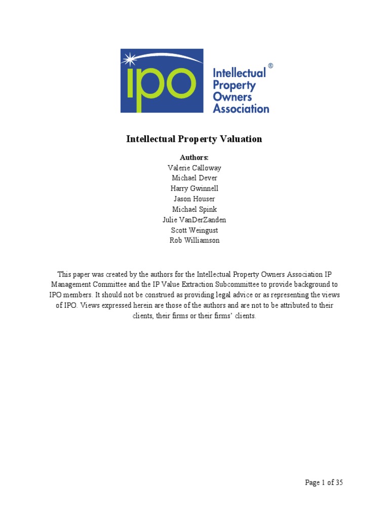 Patent Valuation | PDF | Valuation (Finance) | Intellectual Property