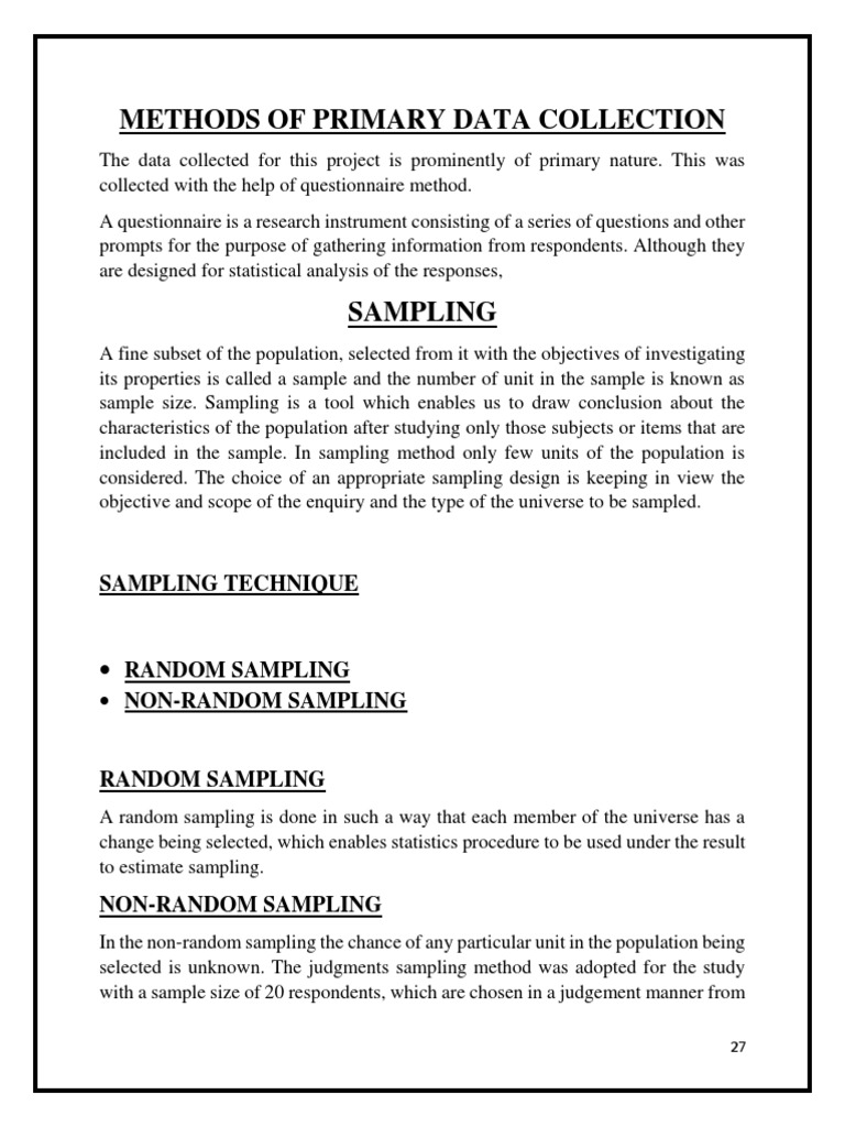Methods Of Primary Data Collection PDF