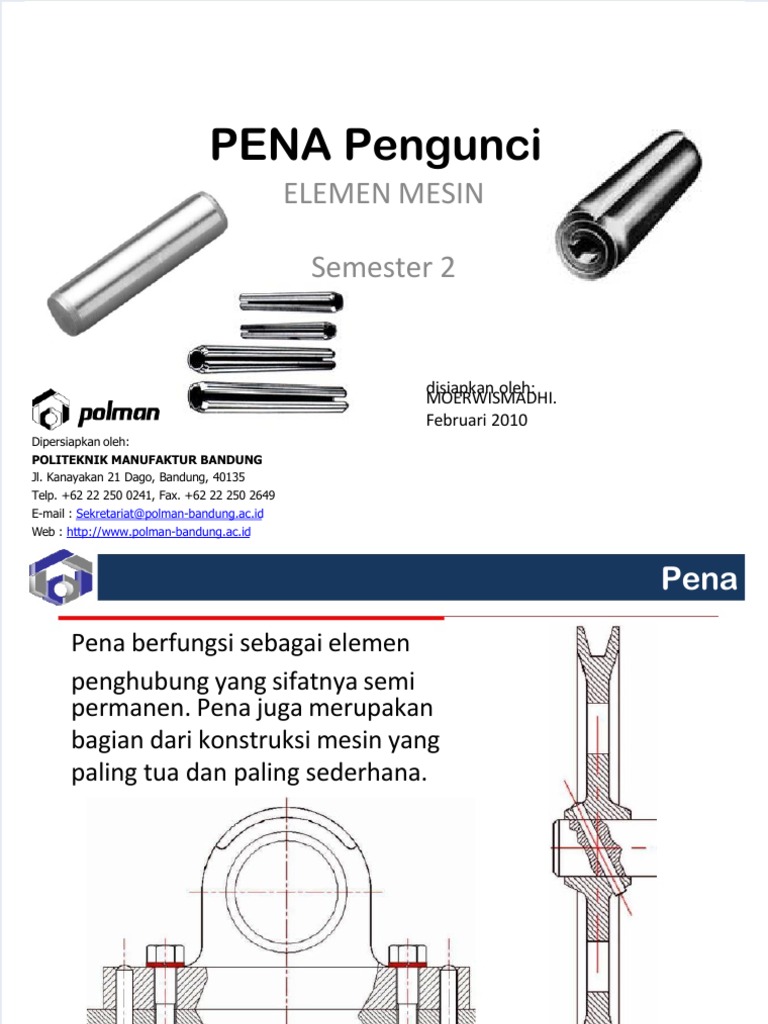 Karakteristik dan Jenis-Jenis Pena sebagai Elemen Pengikat pada Mesin | PDF