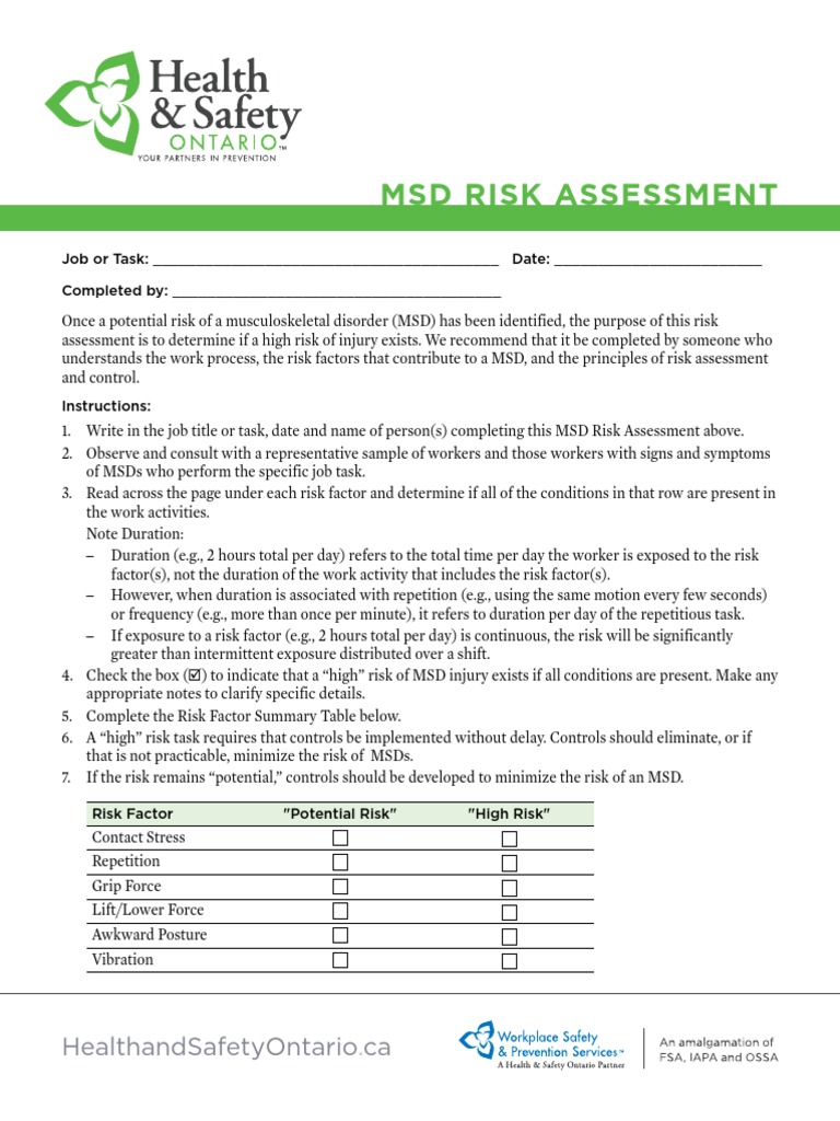 MSD Risk Assessment Final2 | PDF | Anatomical Terms Of Motion