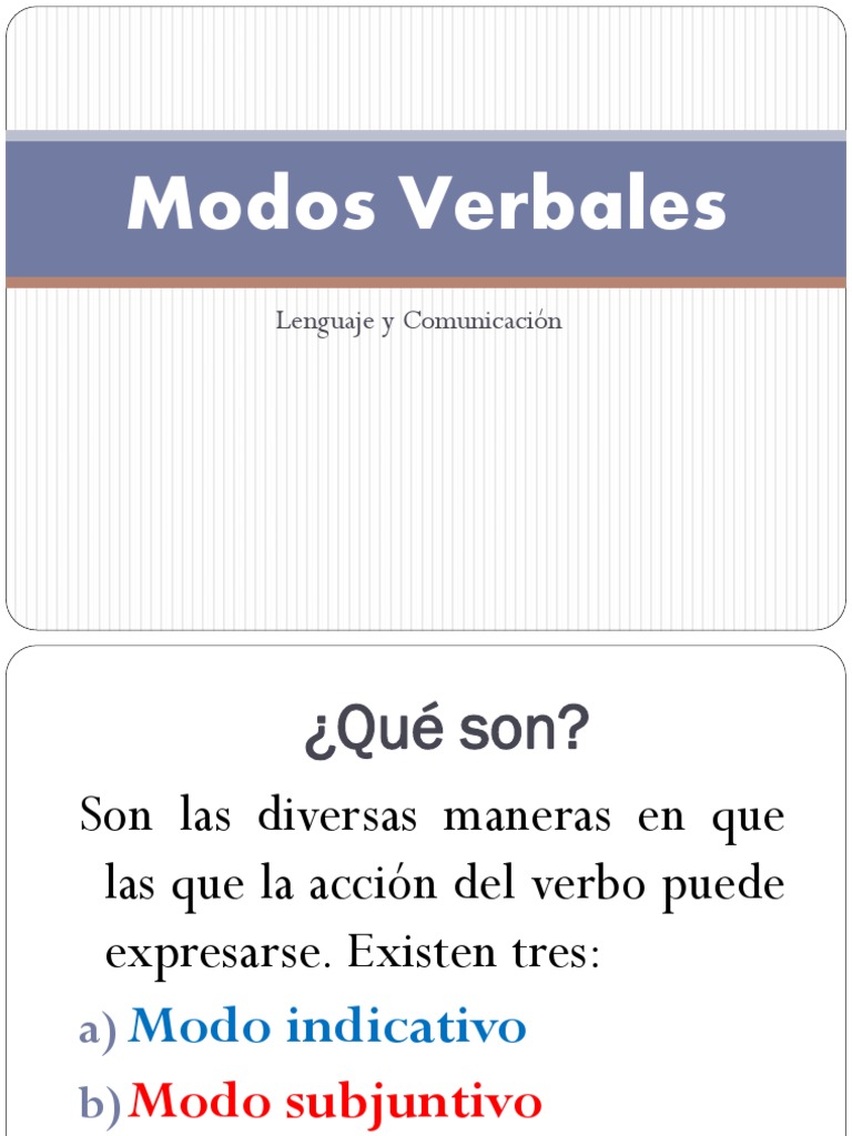 6° Básico. PPT. Modos Verbales PDF | PDF