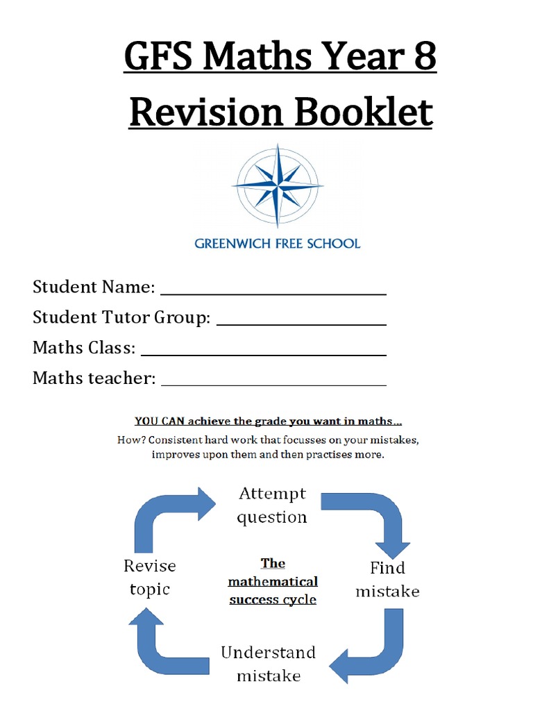 GFS Maths Year 8 Revision Booklet | PDF | Area | Factorization