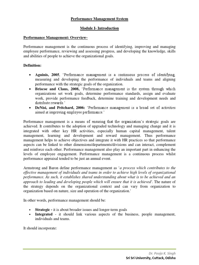 Performance Management System Module I-Introduction Performance Management: Overview | PDF ...