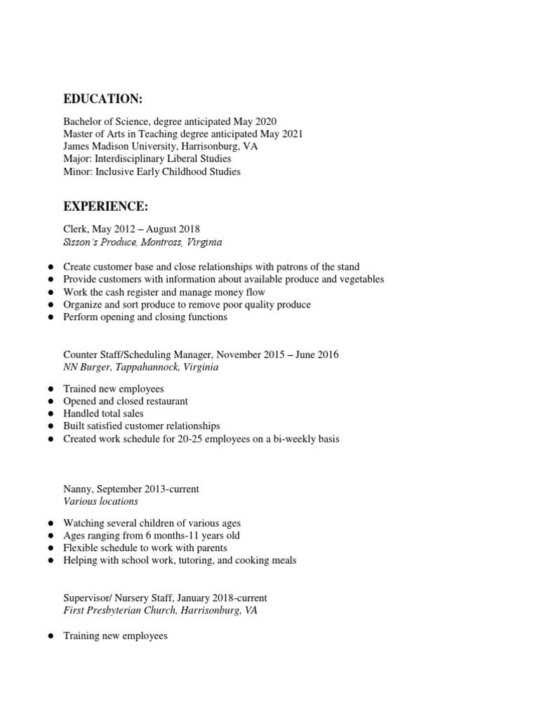 Eportfolio Resume April 2019 | PDF