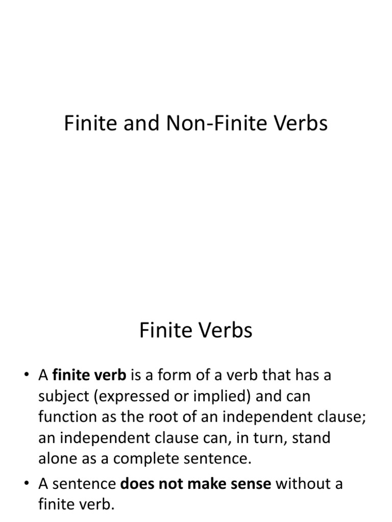 Finite And Non Finite Verbs Pdf