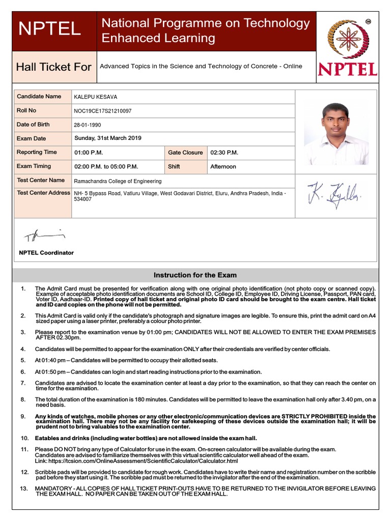 Candidate Hall Ticket | PDF | Identity Document