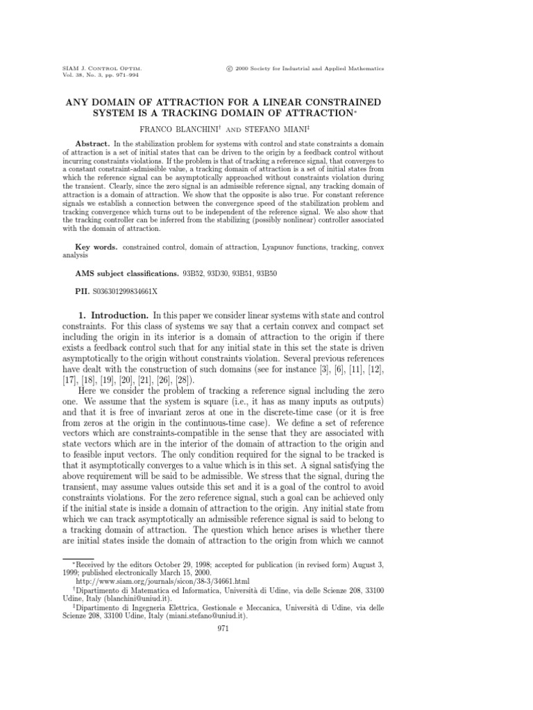 Any Domain of Attraction For A Linear Constrained System Is A Tracking Domain of Attraction ...