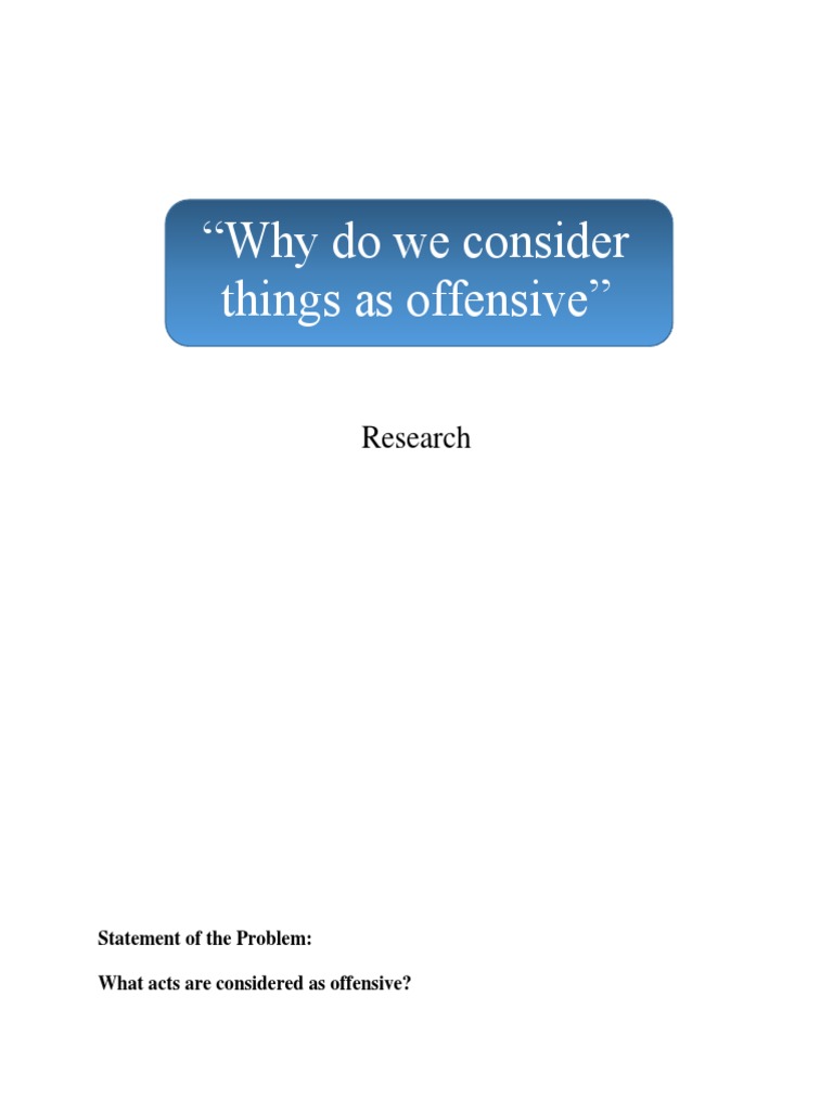 Why Do We Consider Things As Offensive | PDF | Reason | Bullying