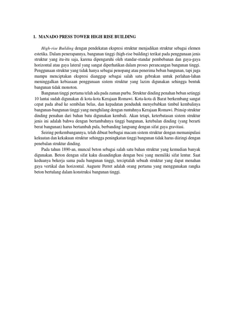 Manado Press Tower High Rise Building | PDF